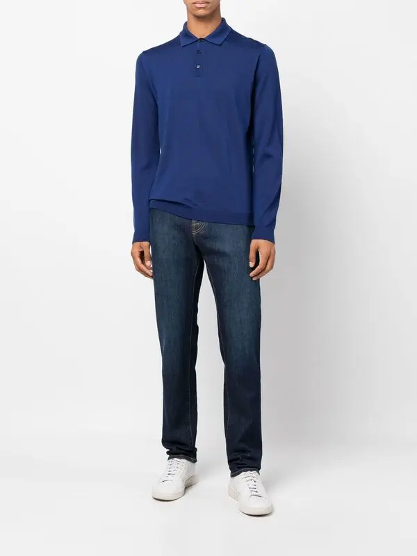 ROBERTO COLLINA Long-sleeve Polo Shirt - Blue