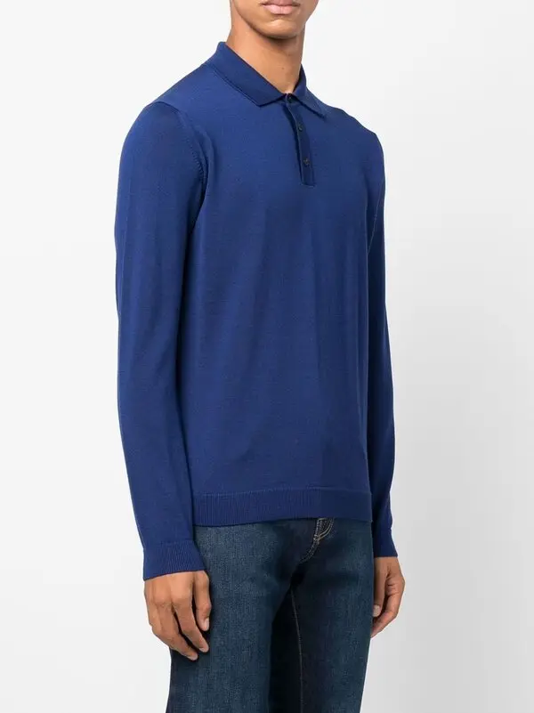 ROBERTO COLLINA Long-sleeve Polo Shirt - Blue