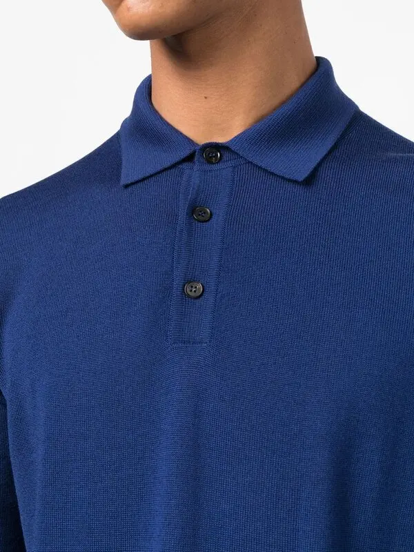 ROBERTO COLLINA Long-sleeve Polo Shirt - Blue