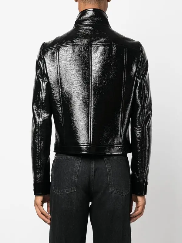 COURREGES Logo-patch Faux Leather Jacket - Black