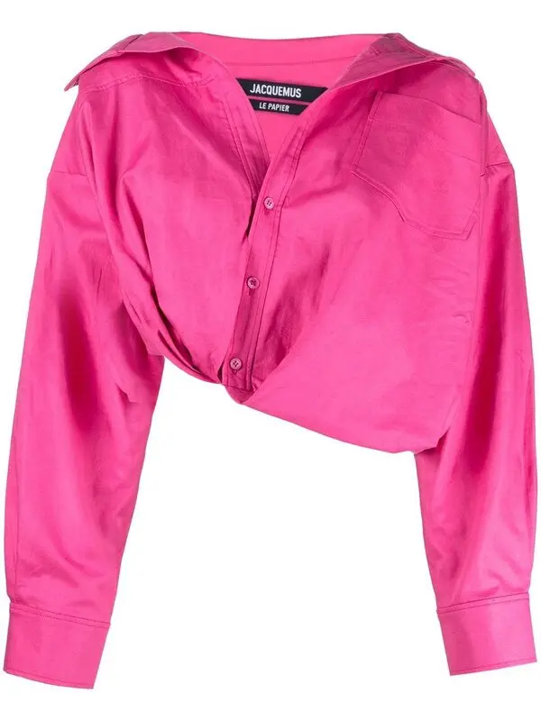 Jacquemus La Chemise Mejean Tucked Blouse - Pink