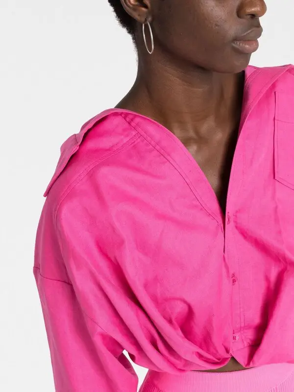 Jacquemus La Chemise Mejean Tucked Blouse - Pink