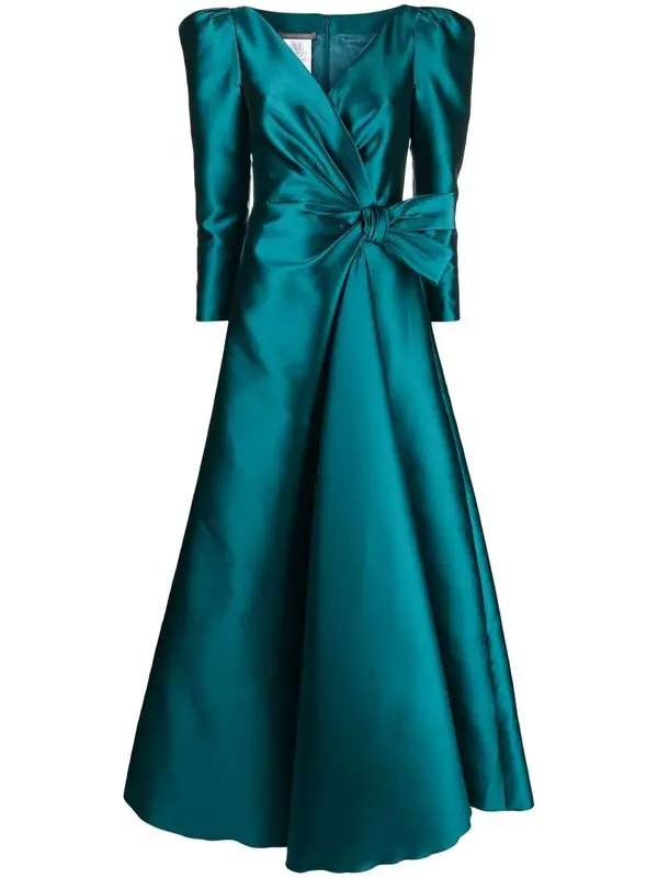 Alberta Ferretti Bow-embellished Satin Gown