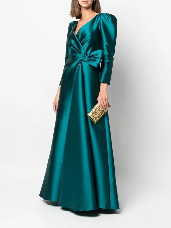 Alberta Ferretti Bow-embellished Satin Gown
