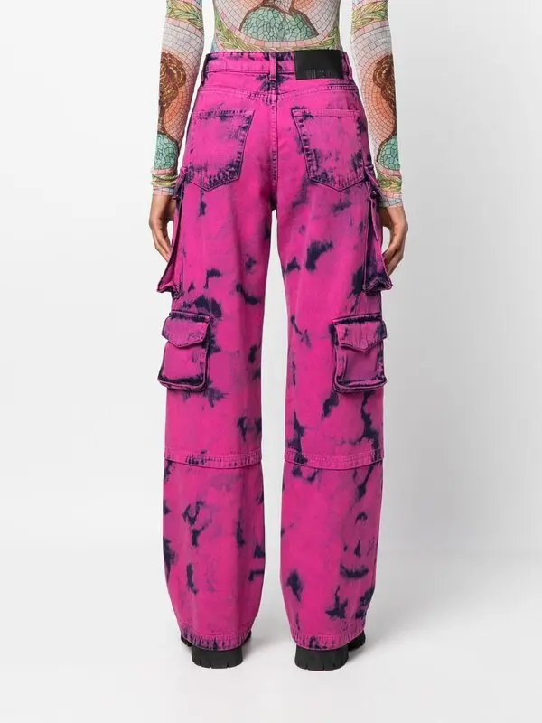 MSGM Two-tone Acid-wash Wide Leg Jeans