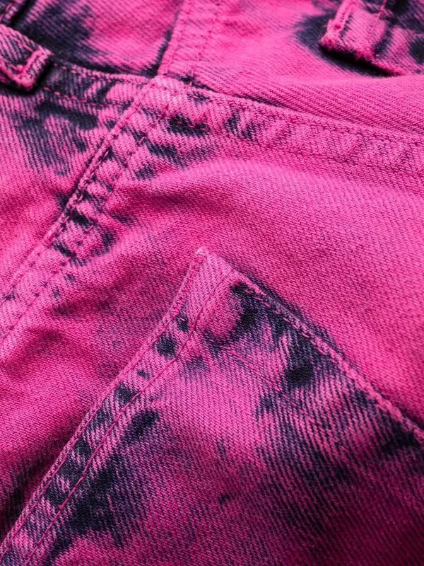 MSGM Two-tone Acid-wash Wide Leg Jeans