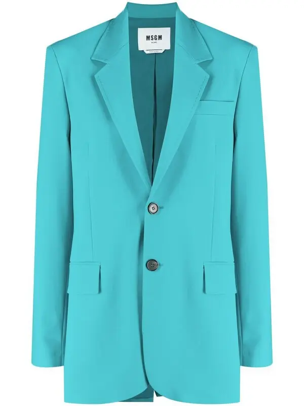 MSGM Notched Lapels Single-breasted Blazer - Blue