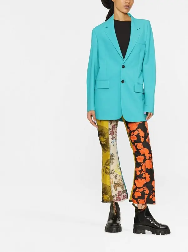 MSGM Notched Lapels Single-breasted Blazer - Blue