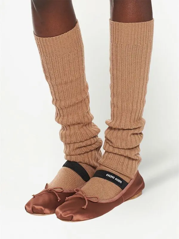 Miu Miu Satin Ballerina Shoes - Brown