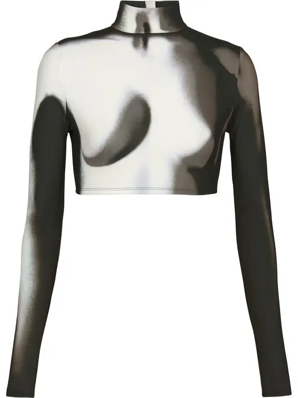 Balmain Spray Paint Effect Cropped Top - White