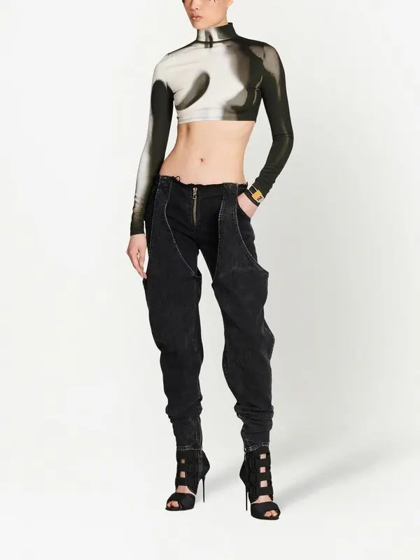 Balmain Spray Paint Effect Cropped Top