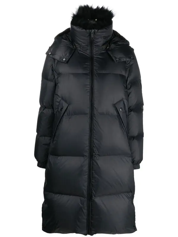 YVES SALOMON Lambswool Collar Down Coat - Black