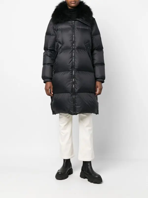 YVES SALOMON Lambswool Collar Down Coat - Black