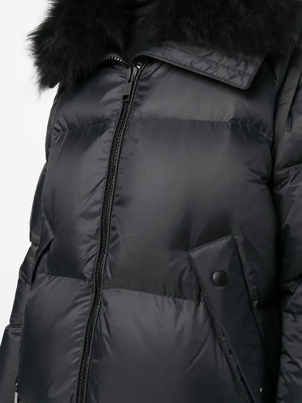 YVES SALOMON Lambswool Collar Down Coat - Black