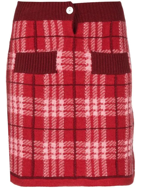 BARRIE Knitted Check-print Miniskirt