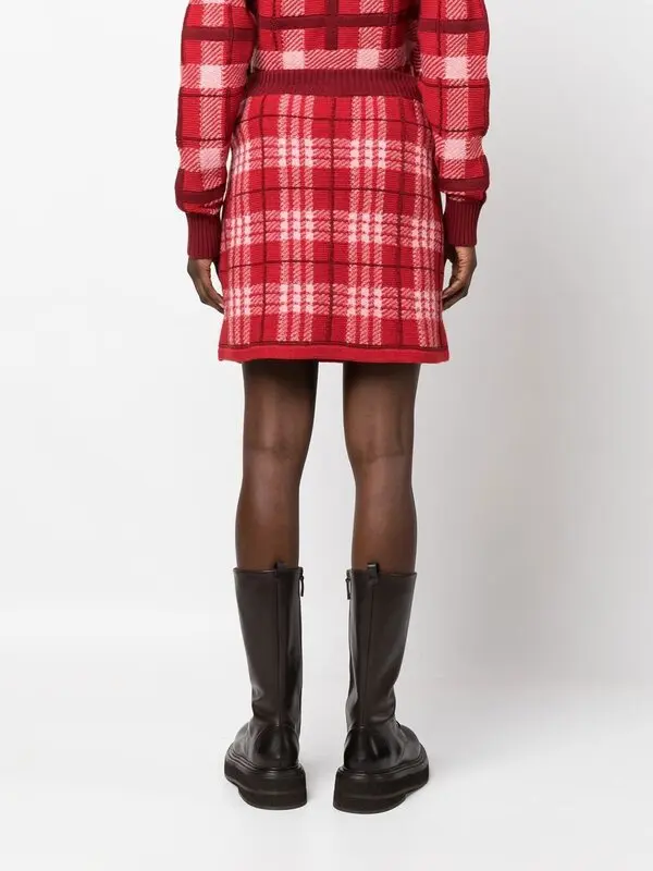 BARRIE Knitted Check-print Miniskirt