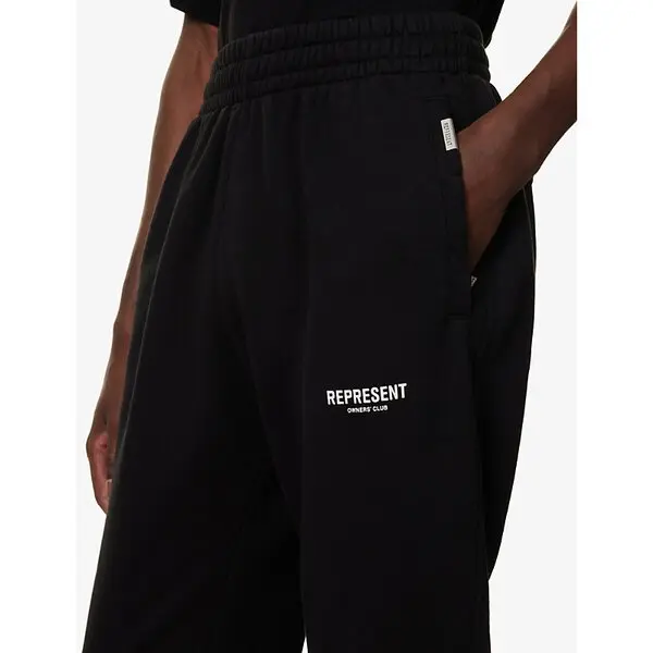 REPRESENT Owners' Club Text-print Relaxed-fit Cotton-jersey Jogging Bottoms - Black