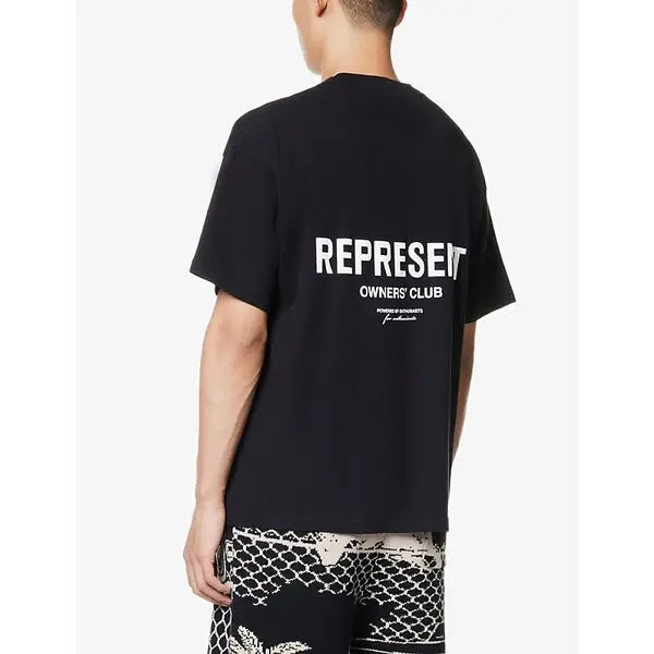 REPRESENT Owners' Club Graphic-print Relaxed-fit Cotton-jersey T-shirt - Black