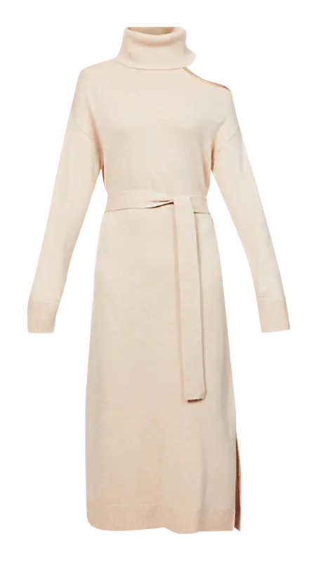 Paige Raundi Cut-out Shoulder Turtleneck Wool-blend Maxi Dress