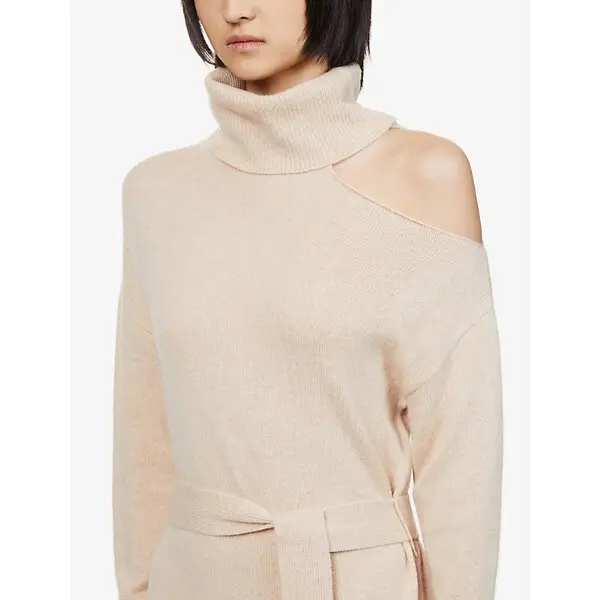 Paige Raundi Cut-out Shoulder Turtleneck Wool-blend Maxi Dress