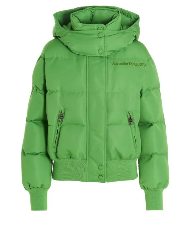 Alexander McQueen Logo Embroidery Hooded Puffer Jacket