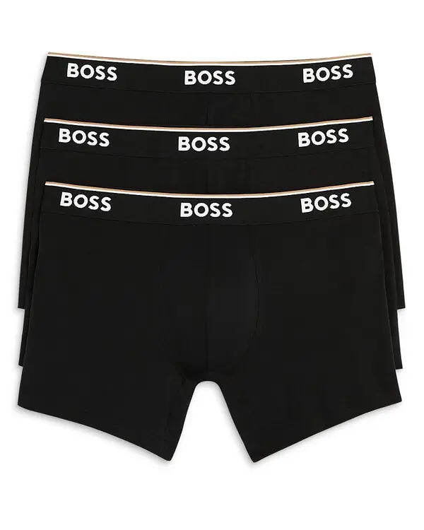 BOSS Power Cotton Blend Boxer Briefs, Pack Of 3 - Black