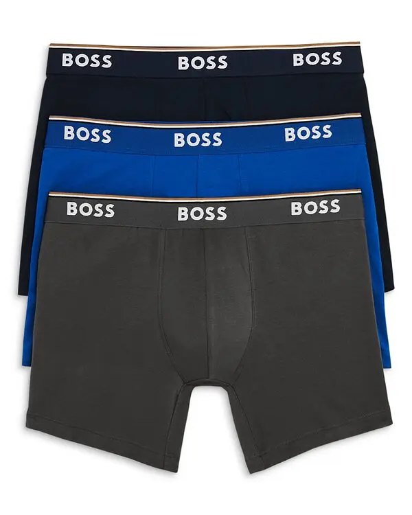 BOSS Power Cotton Blend Boxer Briefs, Pack Of 3 - Open Blue