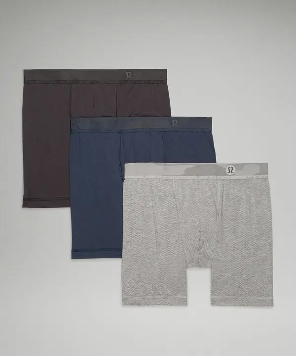 Lululemon Always In Motion Mesh Boxer 5 - Black/heathered Core Medium Grey/true Navy