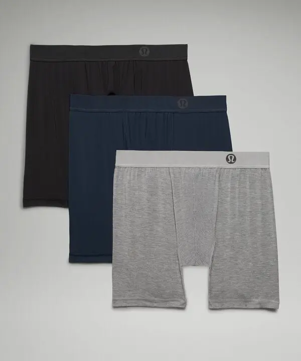 Lululemon Always In Motion Boxer 5 - Black/heathered Core Medium Grey/true Navy