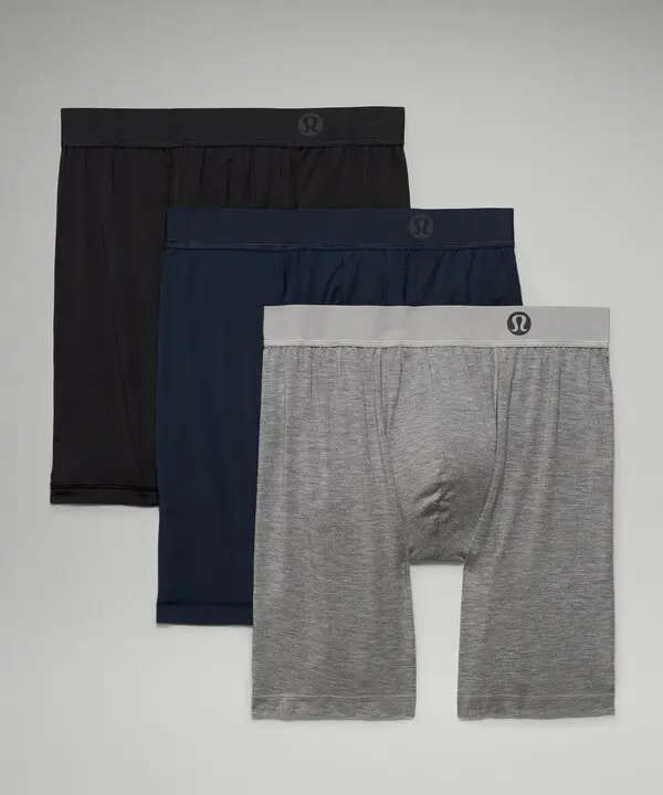 Lululemon Always In Motion Long Boxer 7 - Black/heathered Core Medium Grey/true Navy