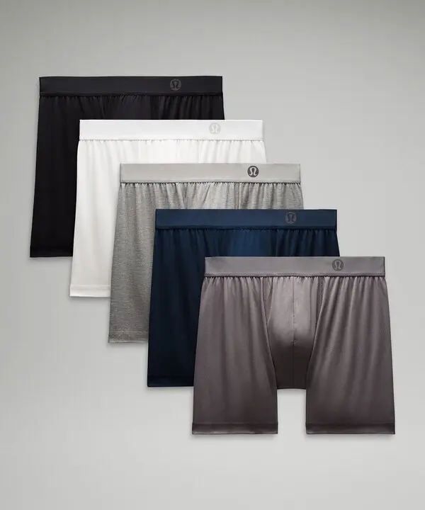 Lululemon Always In Motion Boxer 5 - Black/true Navy/traverse Grey/heathered Core Medium Grey/white