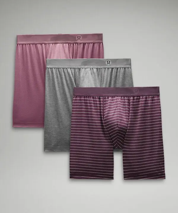 Lululemon Always In Motion Long Mesh Boxer 7 - Cyber Violet/heathered Core Medium Grey/pocket Stripe Jade Grey Grape Thistle