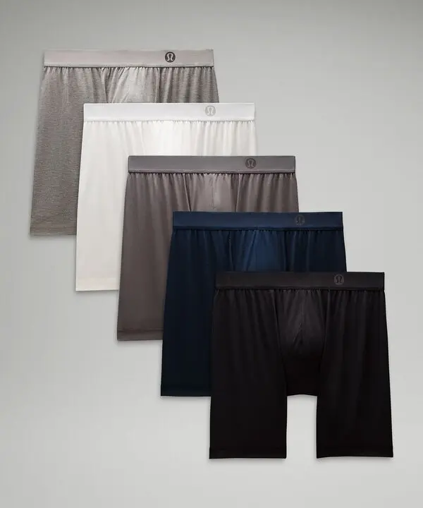 Lululemon Always In Motion Long Boxer 7 - Black/true Navy/traverse Grey/heathered Core Medium Grey/white