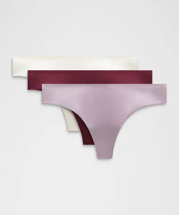 Lululemon Invisiwear Mid-rise Thong Underwear - Burgundy Bay/lotus Lavender/light Ivory
