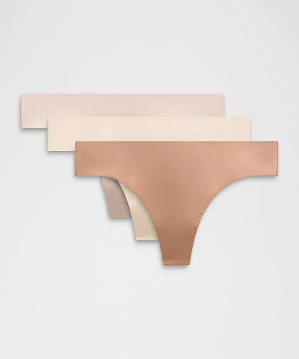 Lululemon Invisiwear Mid-rise Thong Underwear - Dusty Clay/misty Shell/sandcastle