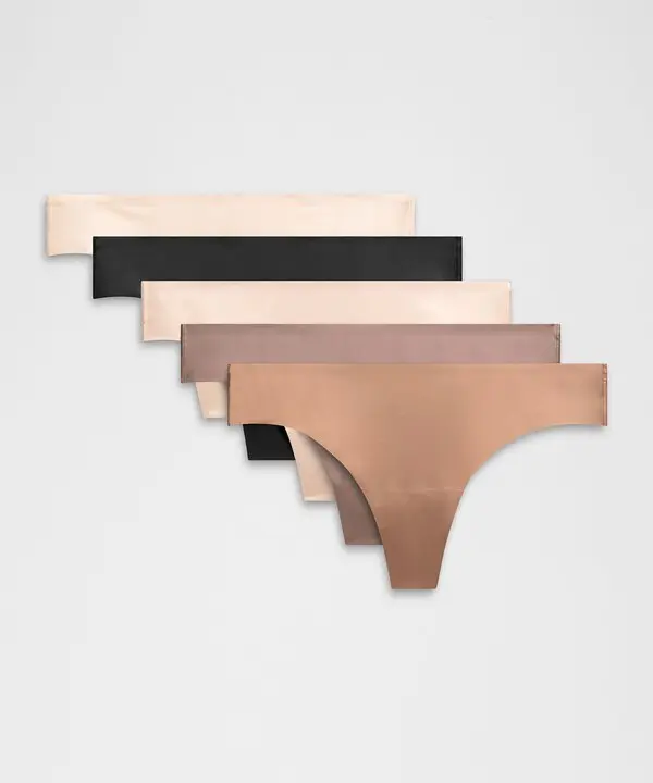 Lululemon Invisiwear Mid-rise Thong Underwear - Black/twilight Rose/misty Shell/sandcastle/dusty Clay