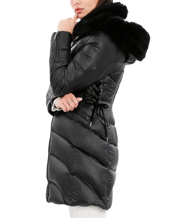 Dawn Levy Cloe Shearling Hooded Quilted Coat