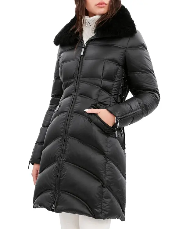 Dawn Levy Cloe Shearling Hooded Quilted Coat