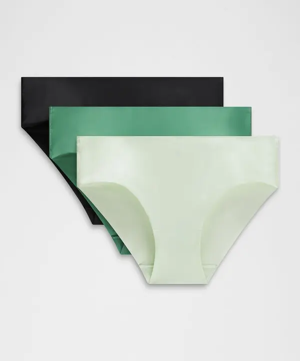 Lululemon Invisiwear Mid-rise Bikini Underwear - Black/canteen Green/matcha Magic