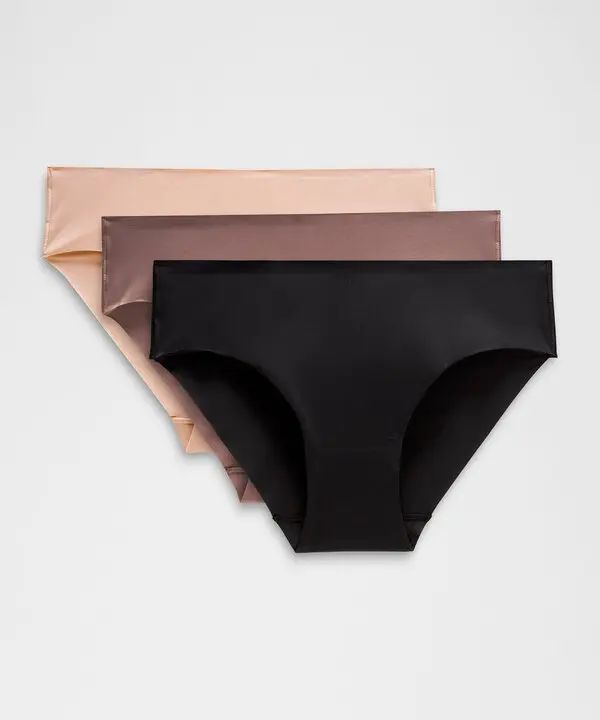 Lululemon Invisiwear Mid-rise Bikini Underwear - Black/twilight Rose/misty Shell