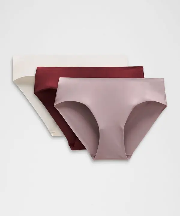 Lululemon Invisiwear Mid-rise Bikini Underwear - Burgundy Bay/lotus Lavender/light Ivory