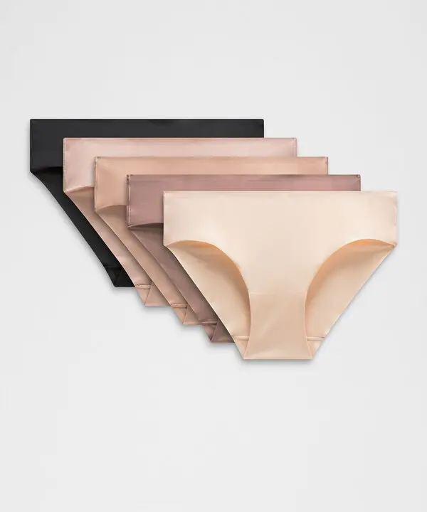 Lululemon Invisiwear Mid-rise Bikini Underwear - Black/twilight Rose/pink Clay/misty Shell/sandcastle