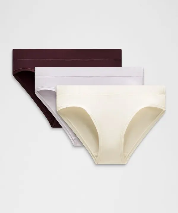 Lululemon Underease Mid-rise Bikini Underwear - Light Ivory/faint Lavender/black Plum