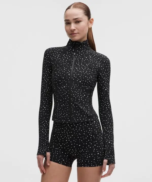 Lululemon Define Cropped Jacket - Heart Scatter Dot Print White Black