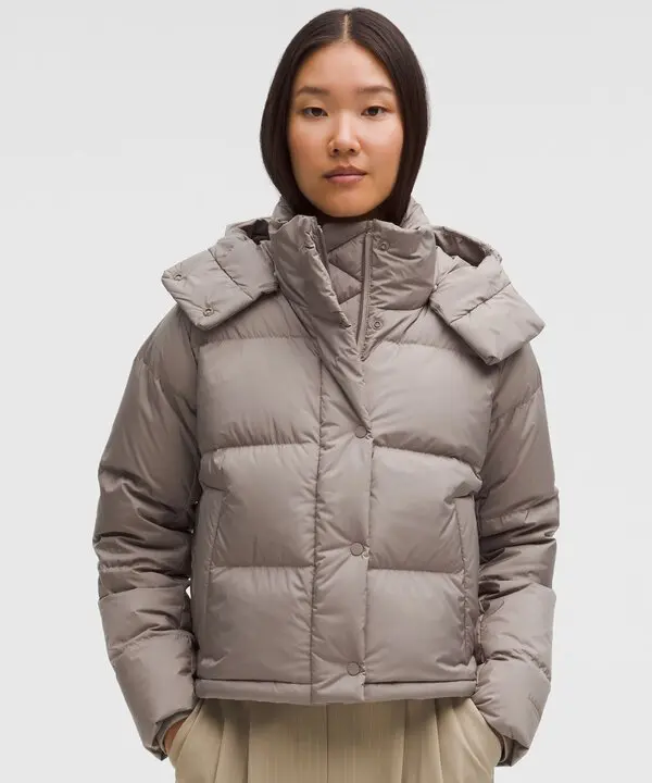 Lululemon Wunder Puff Cropped Down-Filled Jacket Warm Ash Grey