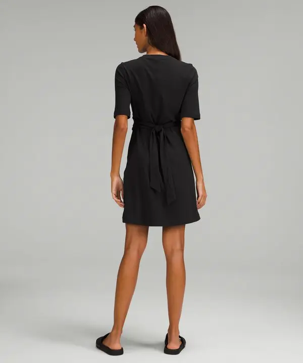 Lululemon Cotton Wrap-Front T-Shirt Dress - Black | Editorialist