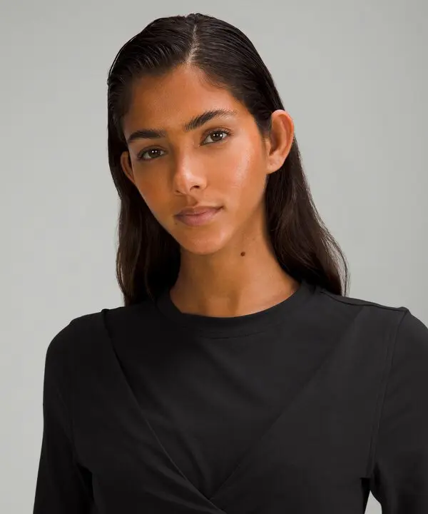 Lululemon Cotton Wrap-Front T-Shirt Dress - Black | Editorialist