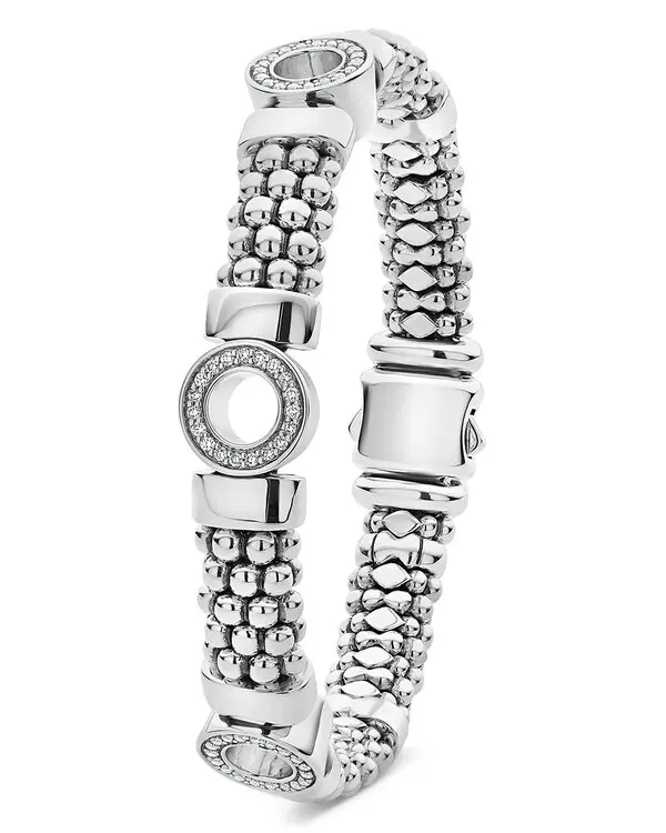 Lagos Sterling Caviar Spark Diamond Link Bracelet