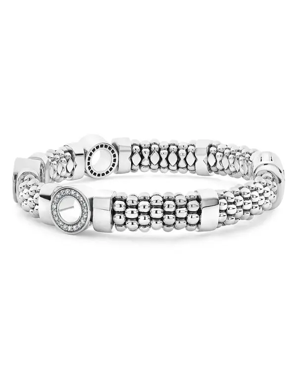 Lagos Sterling Caviar Spark Diamond Link Bracelet