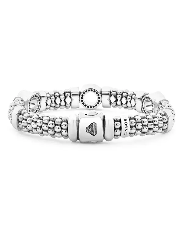 Lagos Sterling Caviar Spark Diamond Link Bracelet